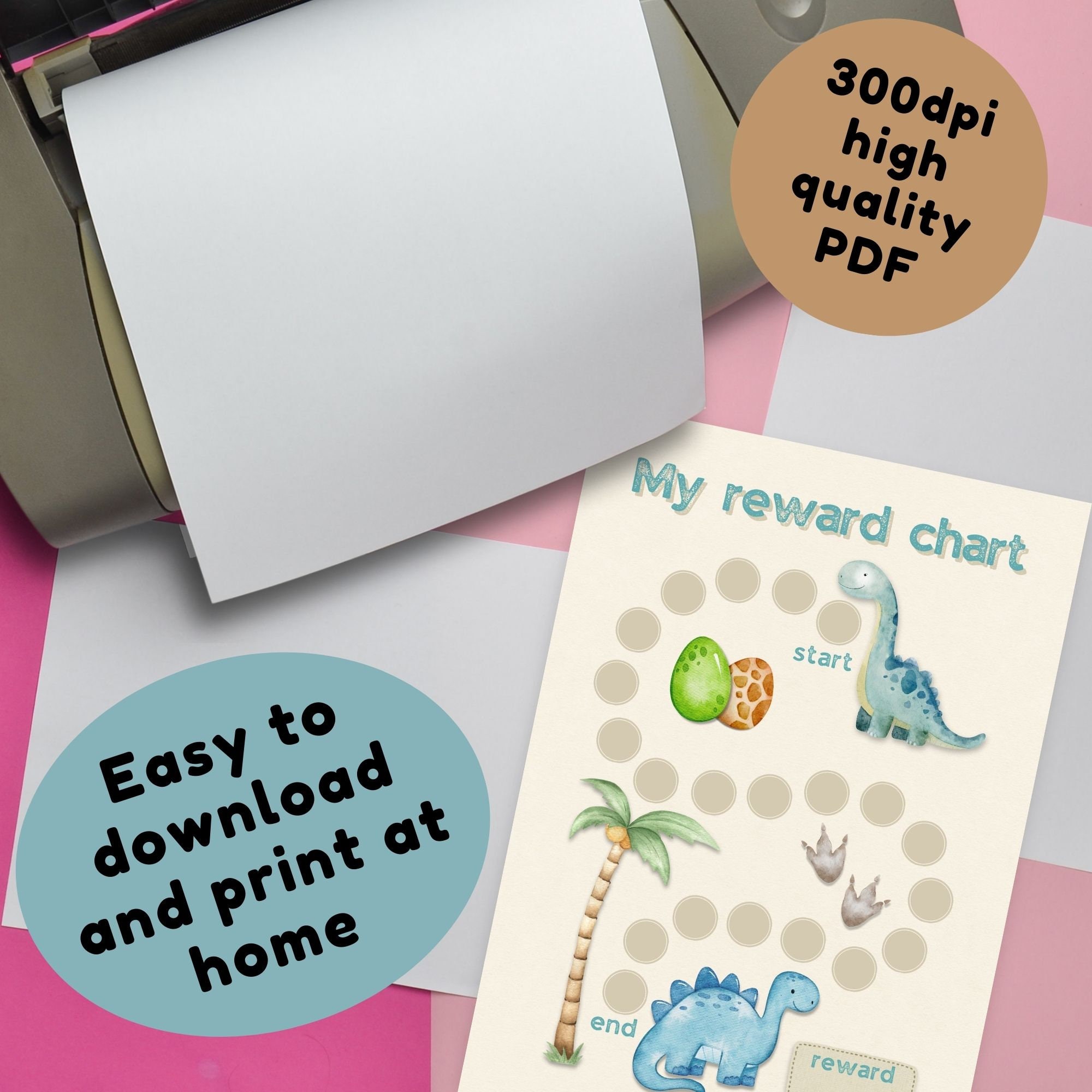 Kids Reward Chart Dinosaurs, Printable Toddler Reward Chart, Dinosaur ...