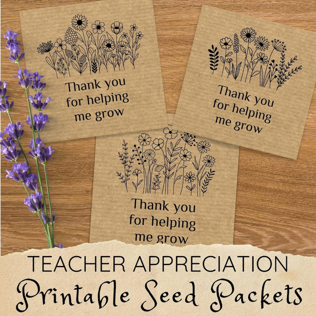 Flower Seed Packet Envelopes, Teacher Appreciation Gift Printable, Mini ...