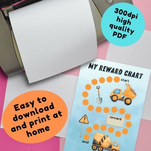 Reward Chart Toddler, Construction Reward Chart Boys, Potty Routine ...