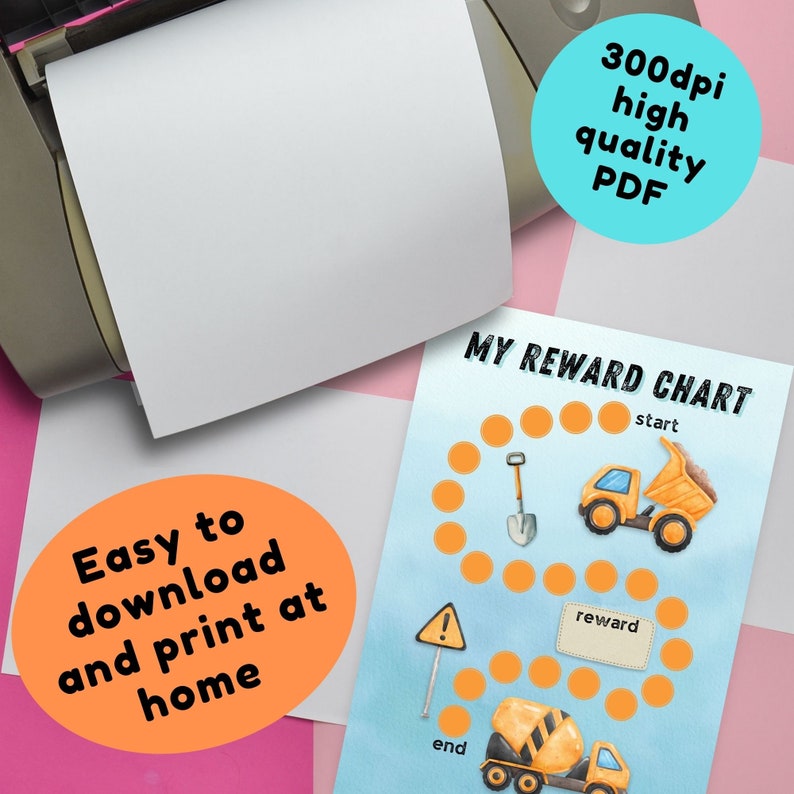 Boys’ Construction Truck Reward Chart: Toddler Potty Training PDF ...