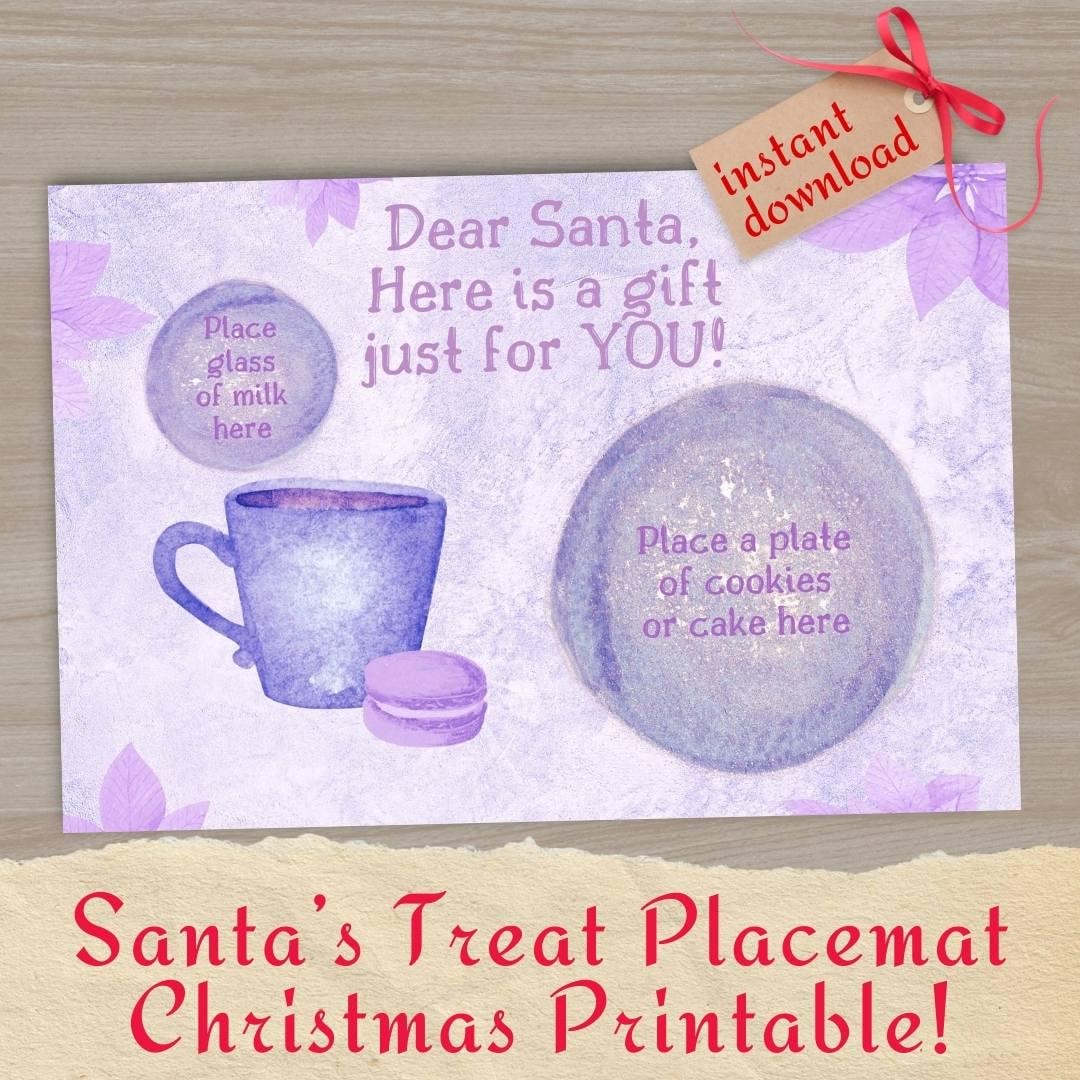 Printable Santa Cookie Tray, Milk & Cookies Placemat Printable, Dear ...