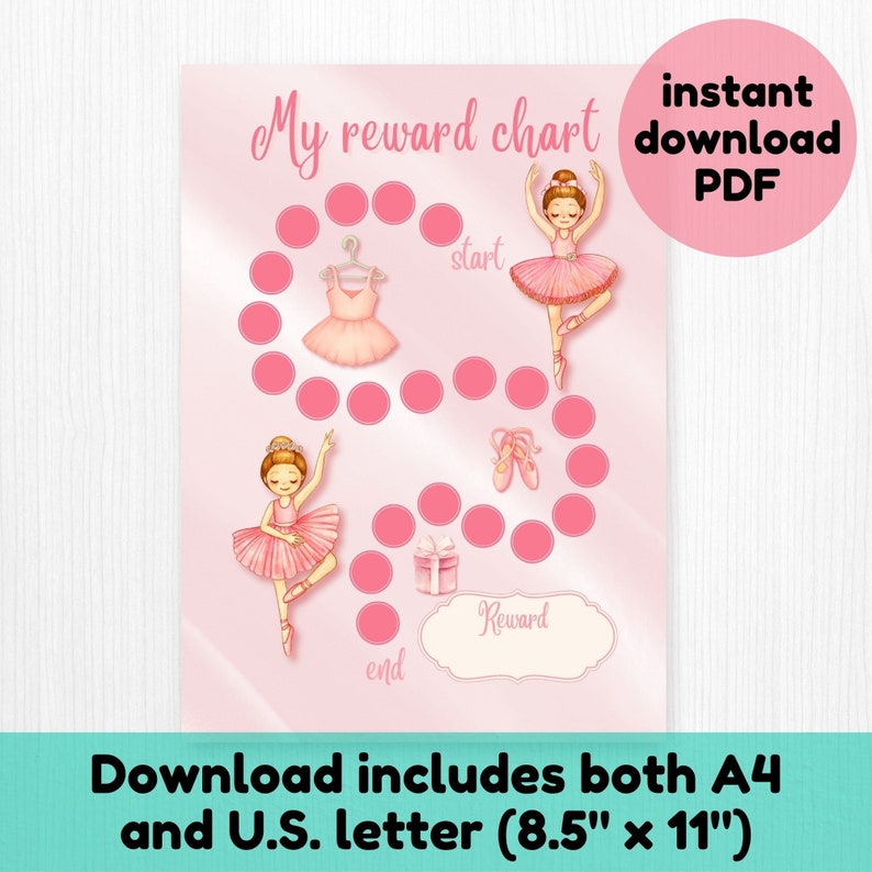 Printable Reward Chart, Ballerina Reward Chart Pink, Toddler Potty ...