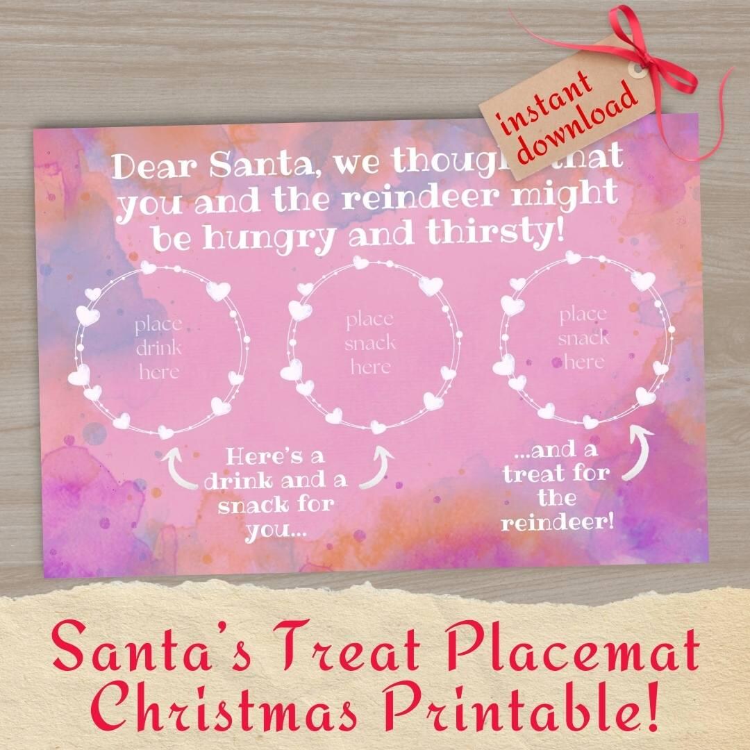 Boho Christmas Printables Santa Cookie Tray, Milk & Cookies Placemat ...