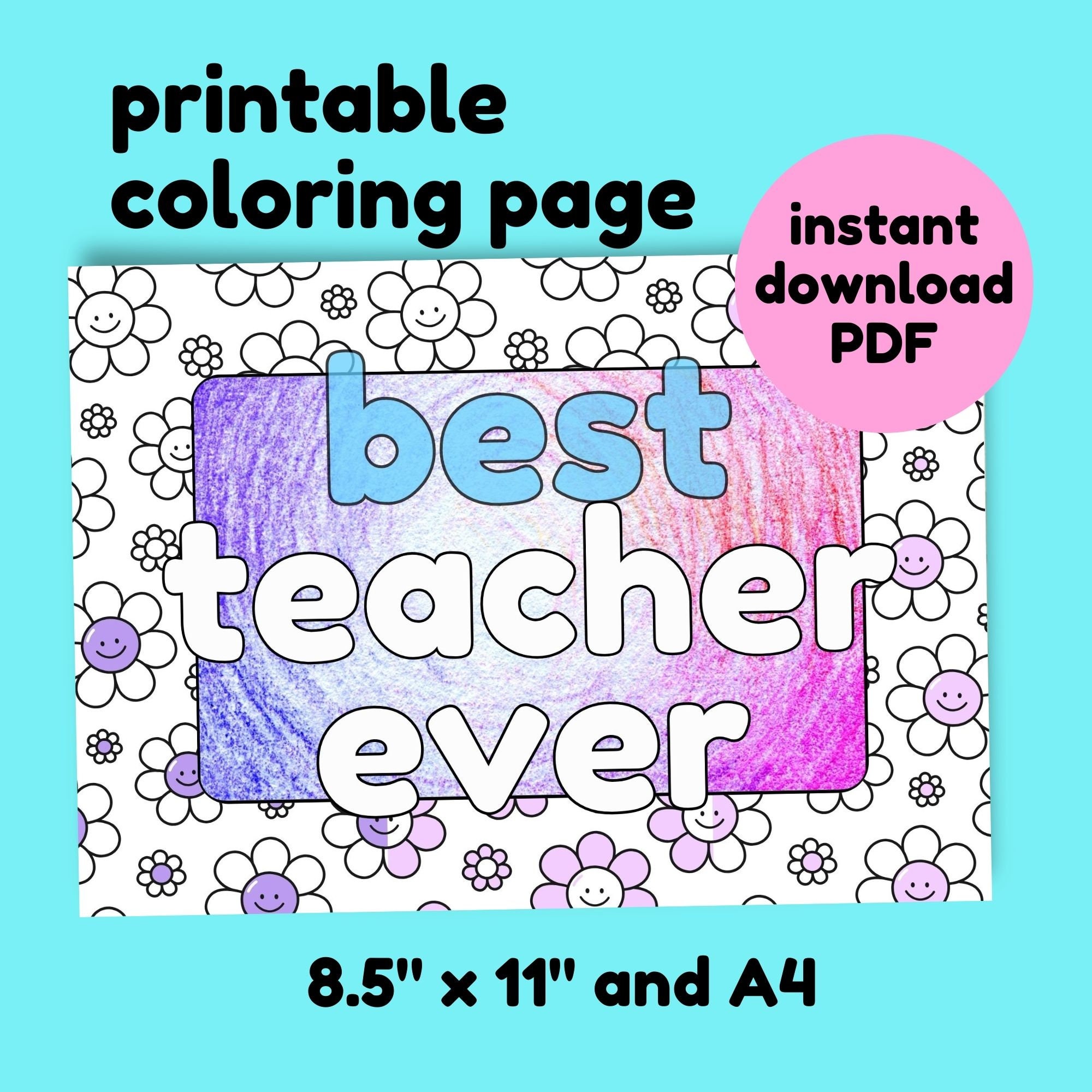 Best Teacher Appreciation Gift Printable, Kids Coloring Page, Colouring ...