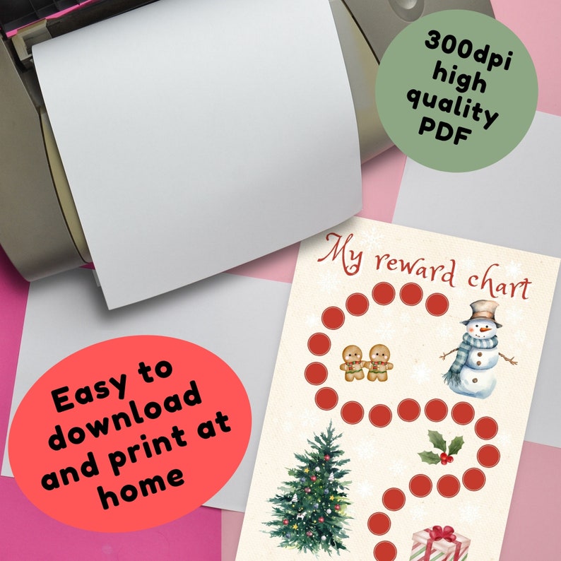 Reward Chart Printable, Kids Christmas Reward Chart, Toddler Potty ...