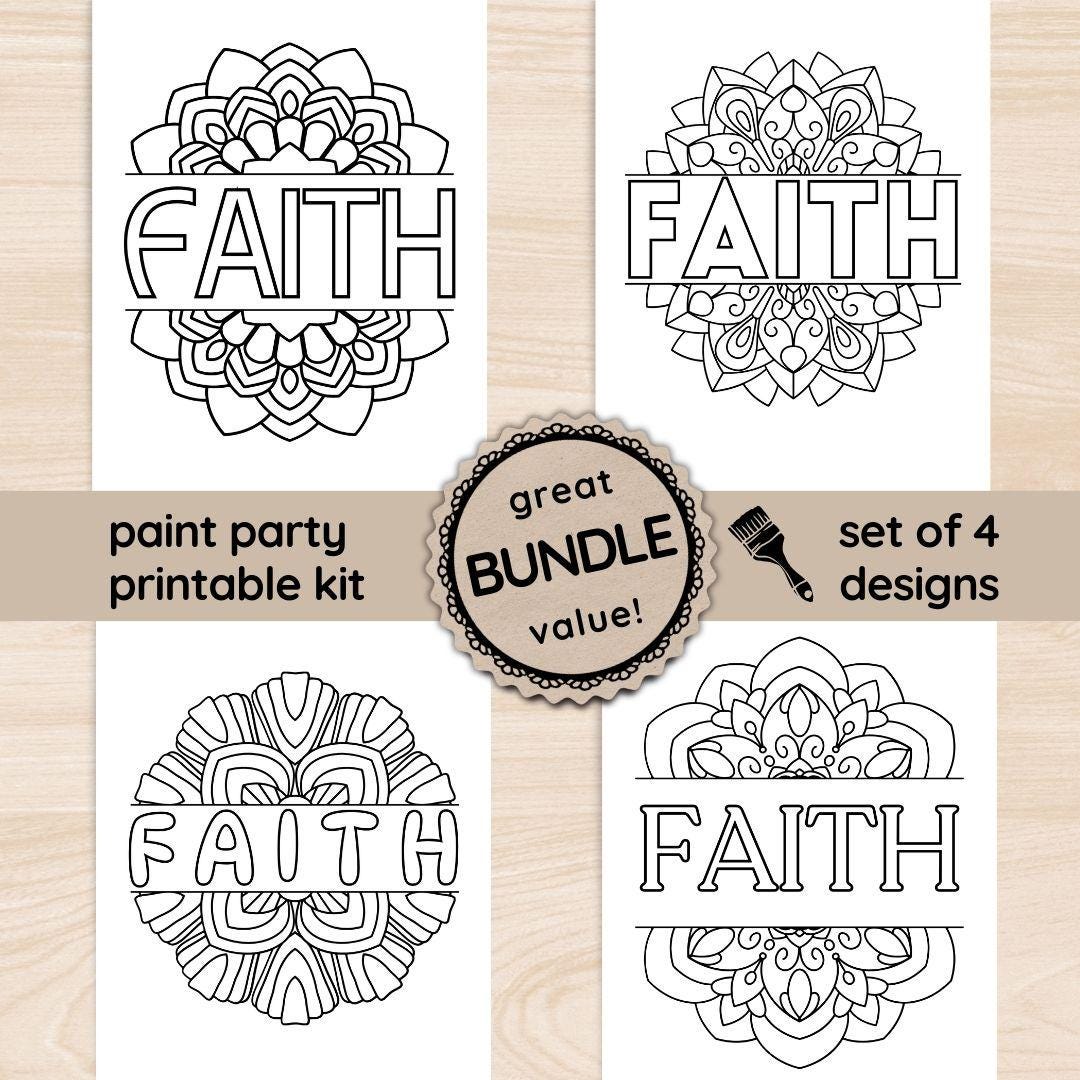 Sip and Paint Faith Party Kit With Instructions, DIY Printable Canvas ...