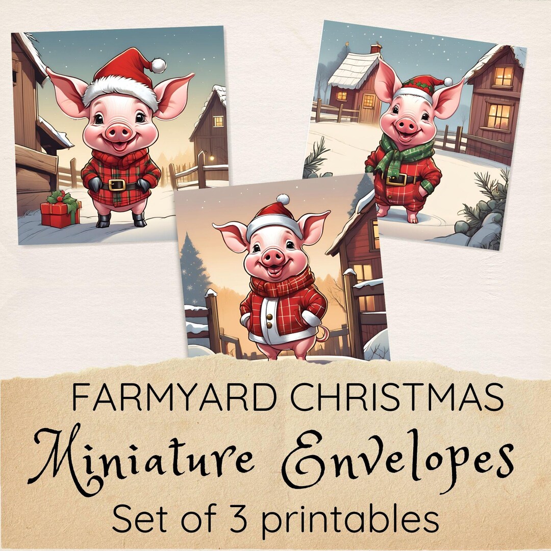 Christmas on the Farm Printables, Cute Pigs PDF Printable Envelopes ...