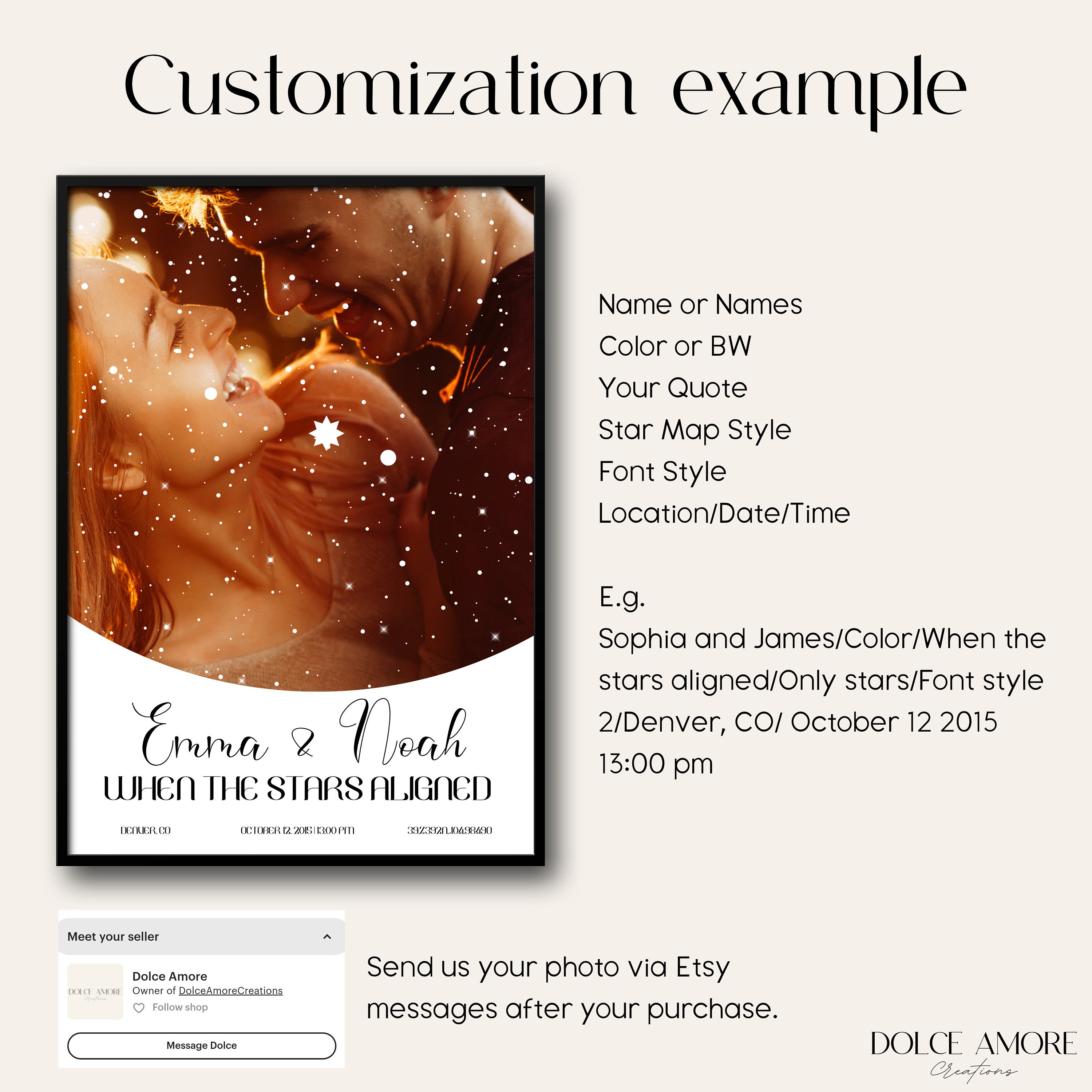 Personalized Star Map With Photo Custom Star Map Anniversary ...