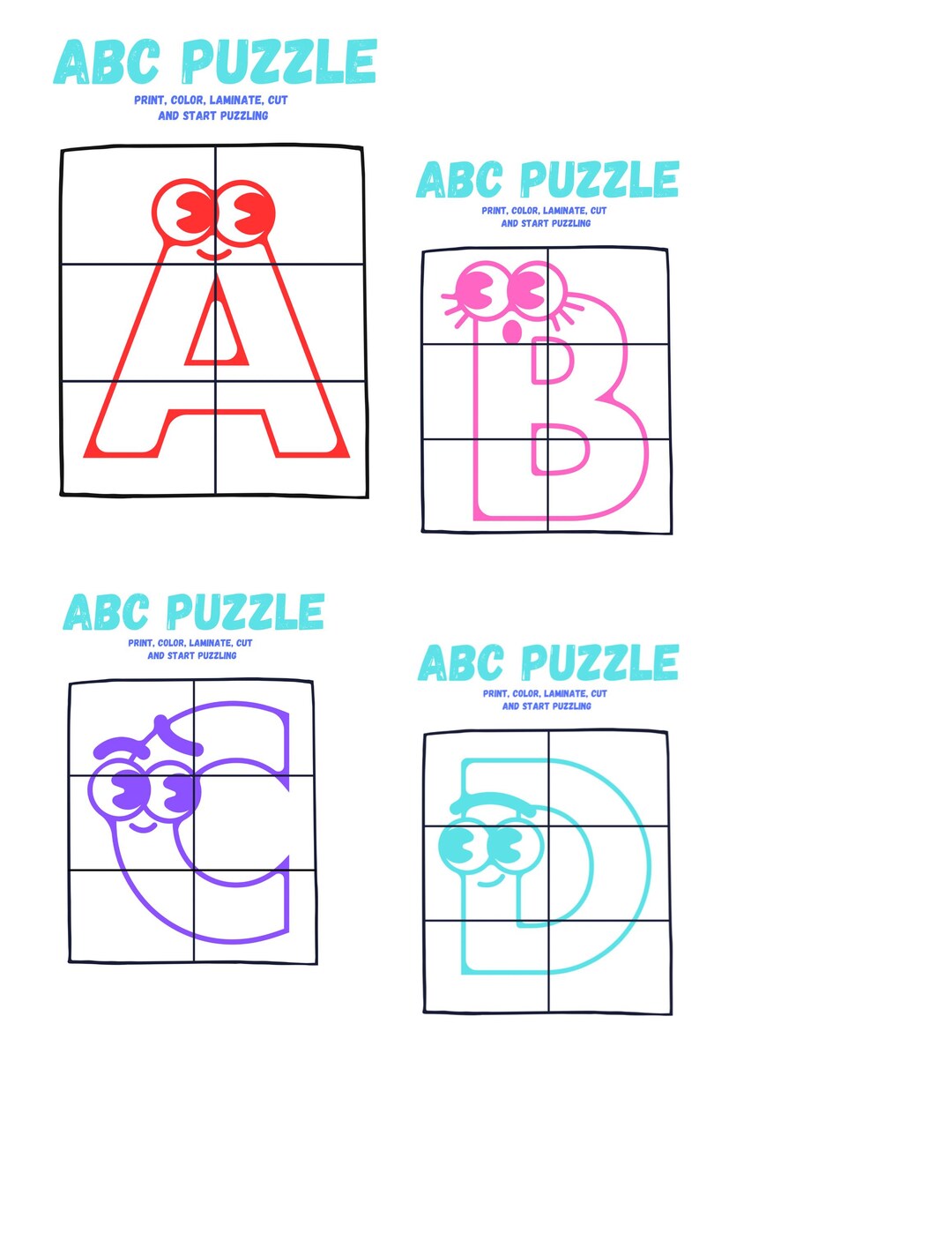 Alphabet Coloring Puzzle Worksheets Fun & Educational Printables for ...