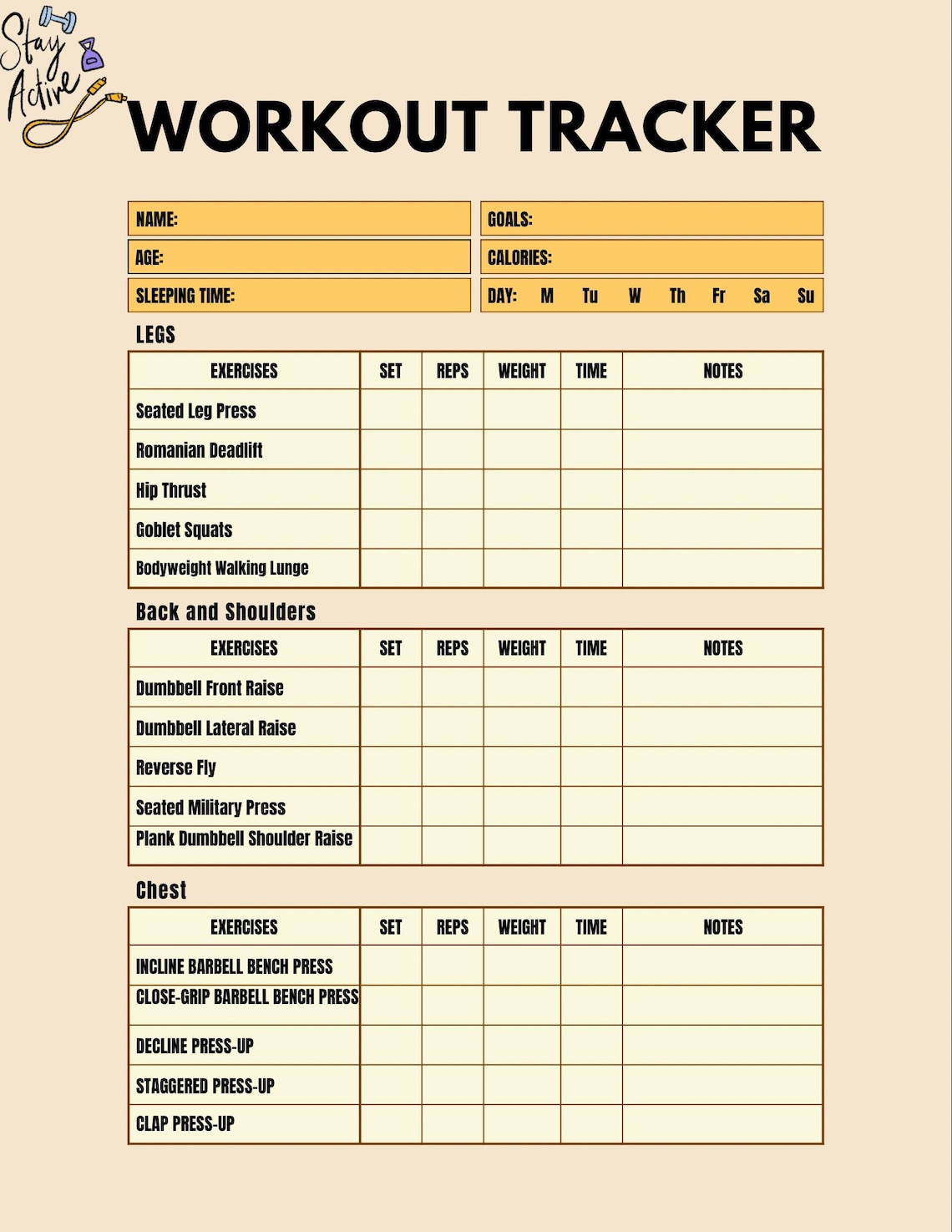 Weekly Workout Schedule Tracker Stay Organized and Achieve Your Fitness ...