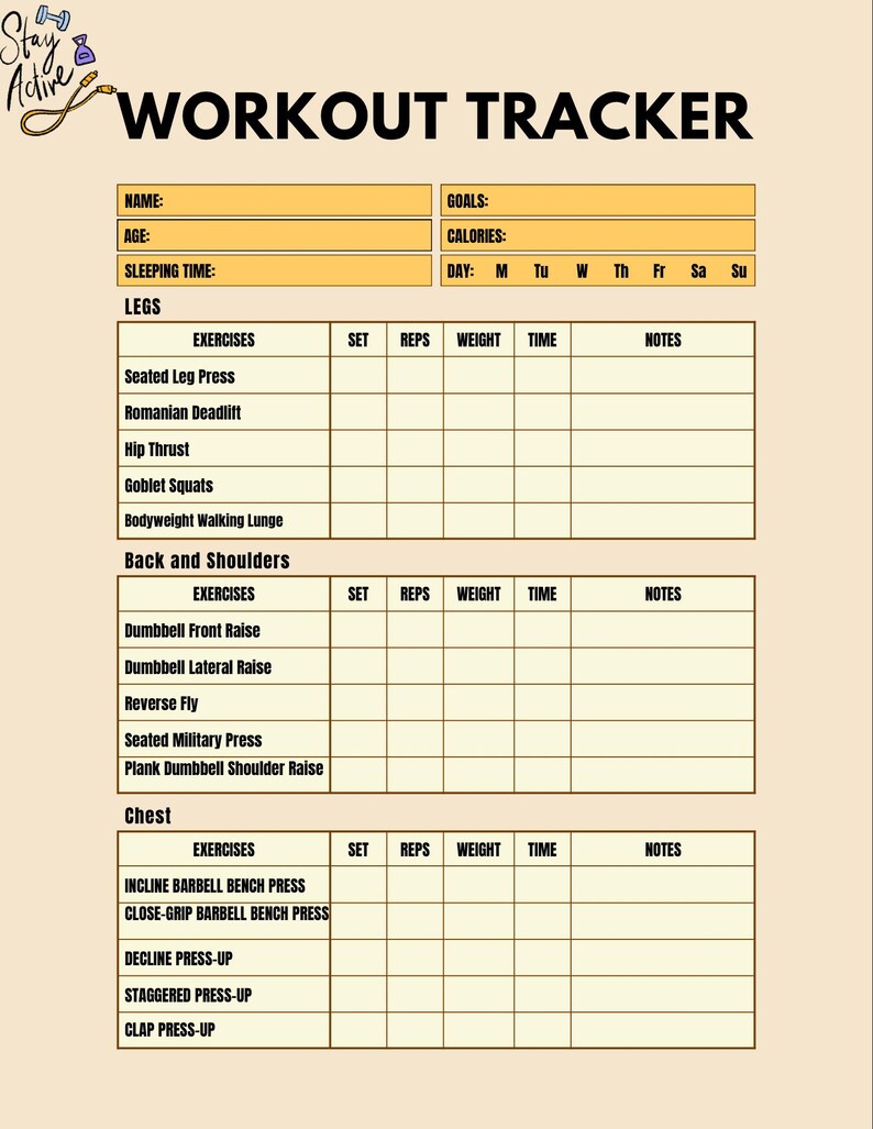 Weekly Workout Schedule Tracker Stay Organized and Achieve Your Fitness ...