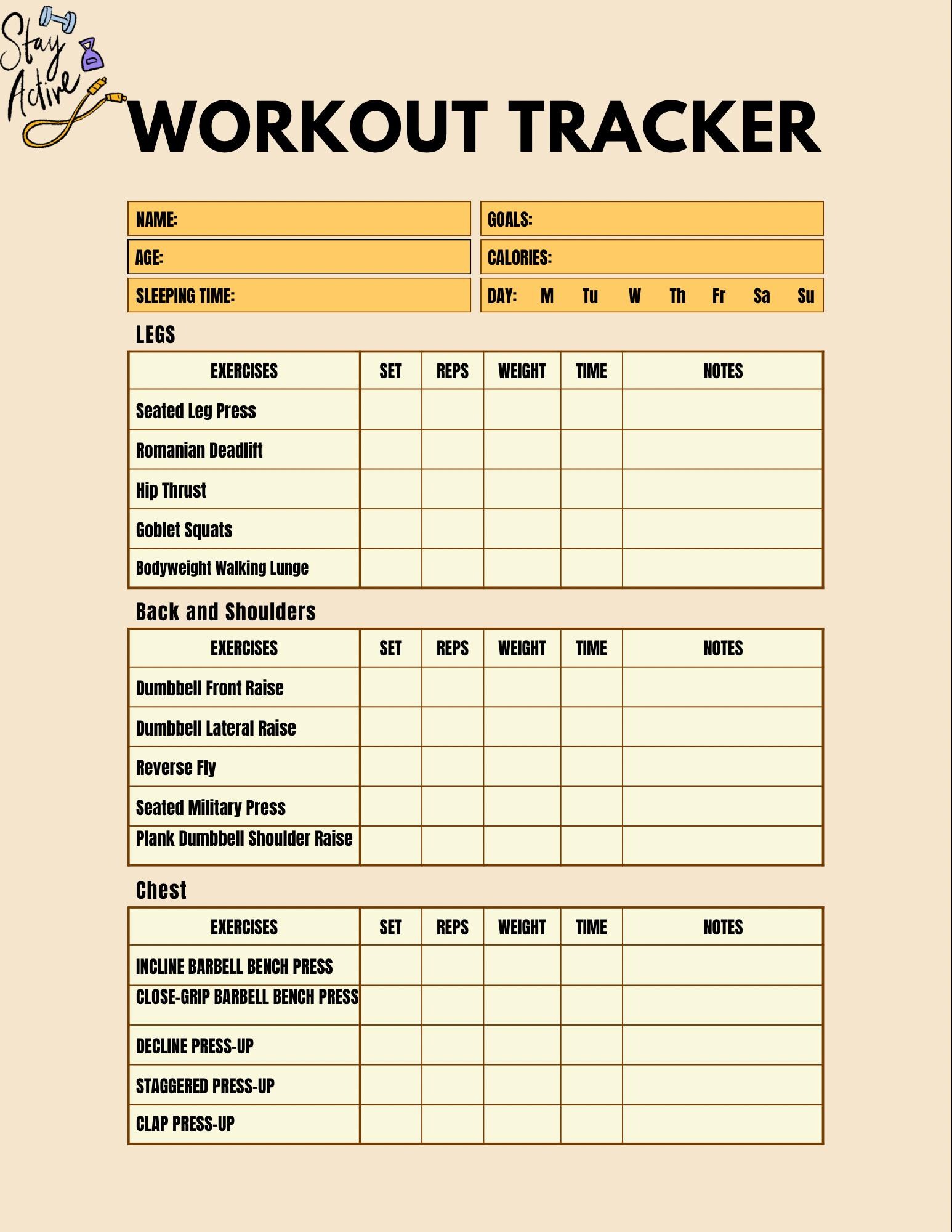 Weekly Workout Schedule Tracker Stay Organized and Achieve Your Fitness ...