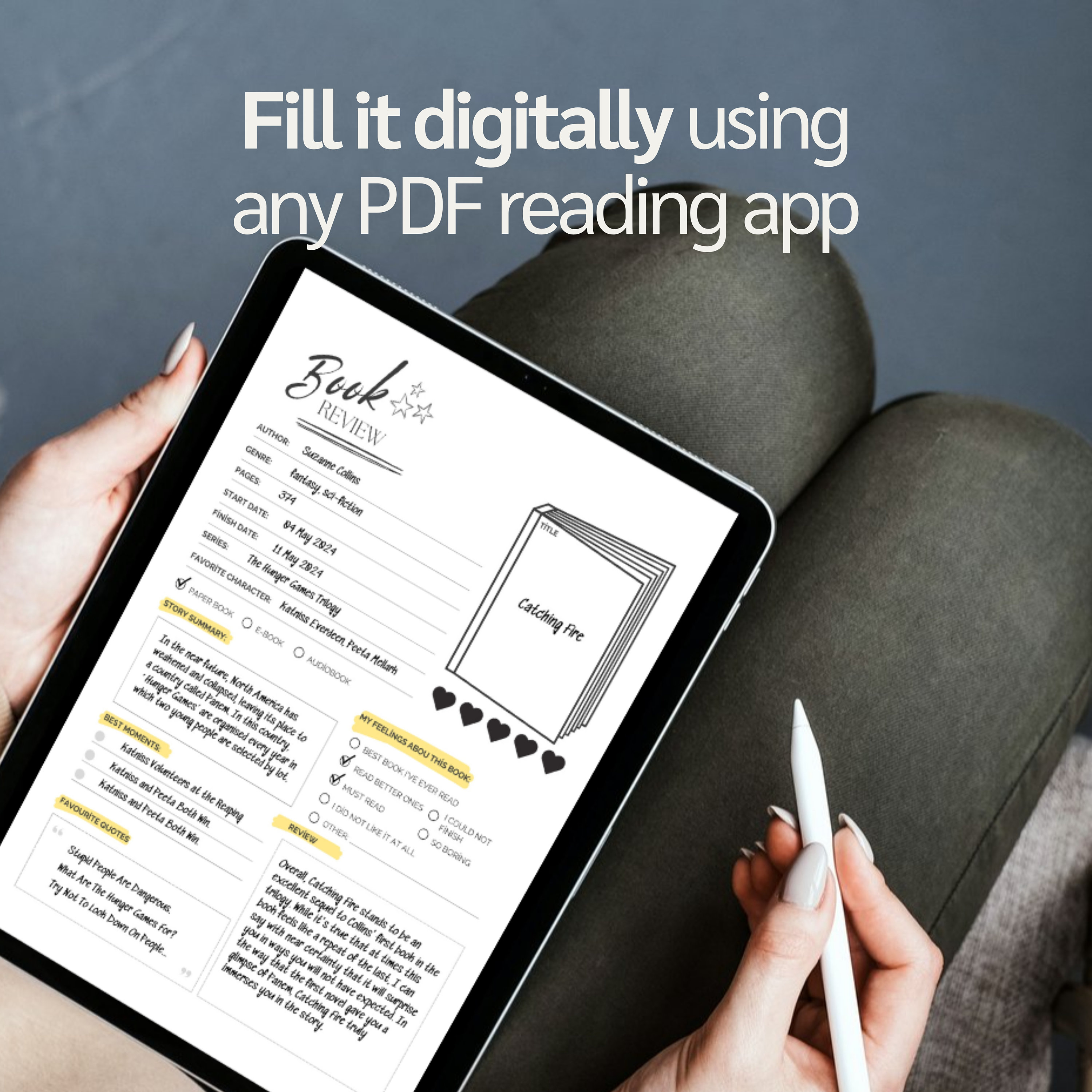 Printable Book Review Template, Stylish Reading Review, Reading Tracker ...