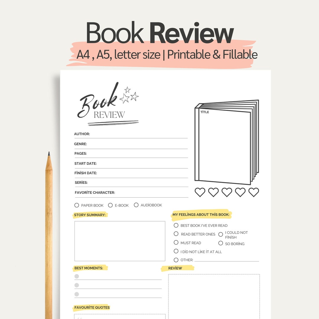Printable Book Review Template, Stylish Reading Review, Reading Tracker ...