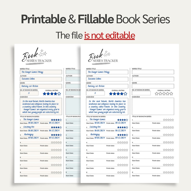 Book Series Tracker Printable Template, Book List, Reading Tracker ...