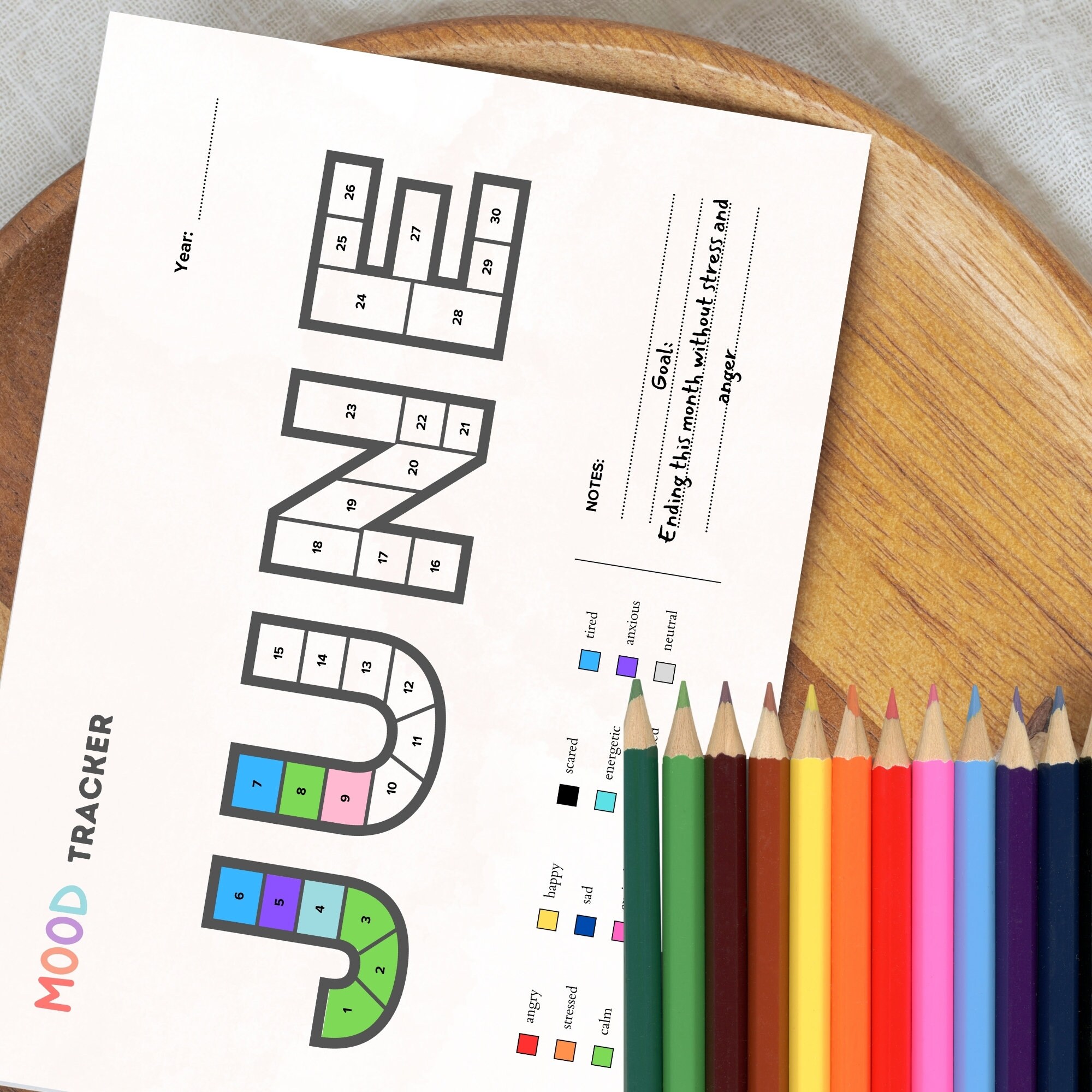 Monthly Mood Tracker, Printable Mental Health Log, School Counselor ...