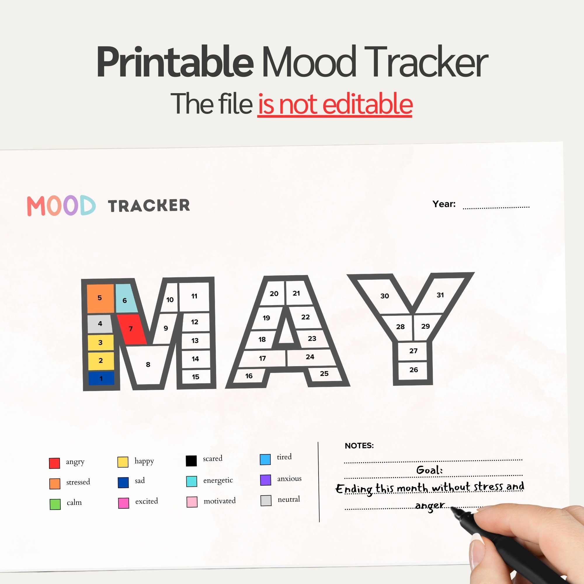 Monthly Mood Tracker, Printable Mental Health Log, School Counselor ...