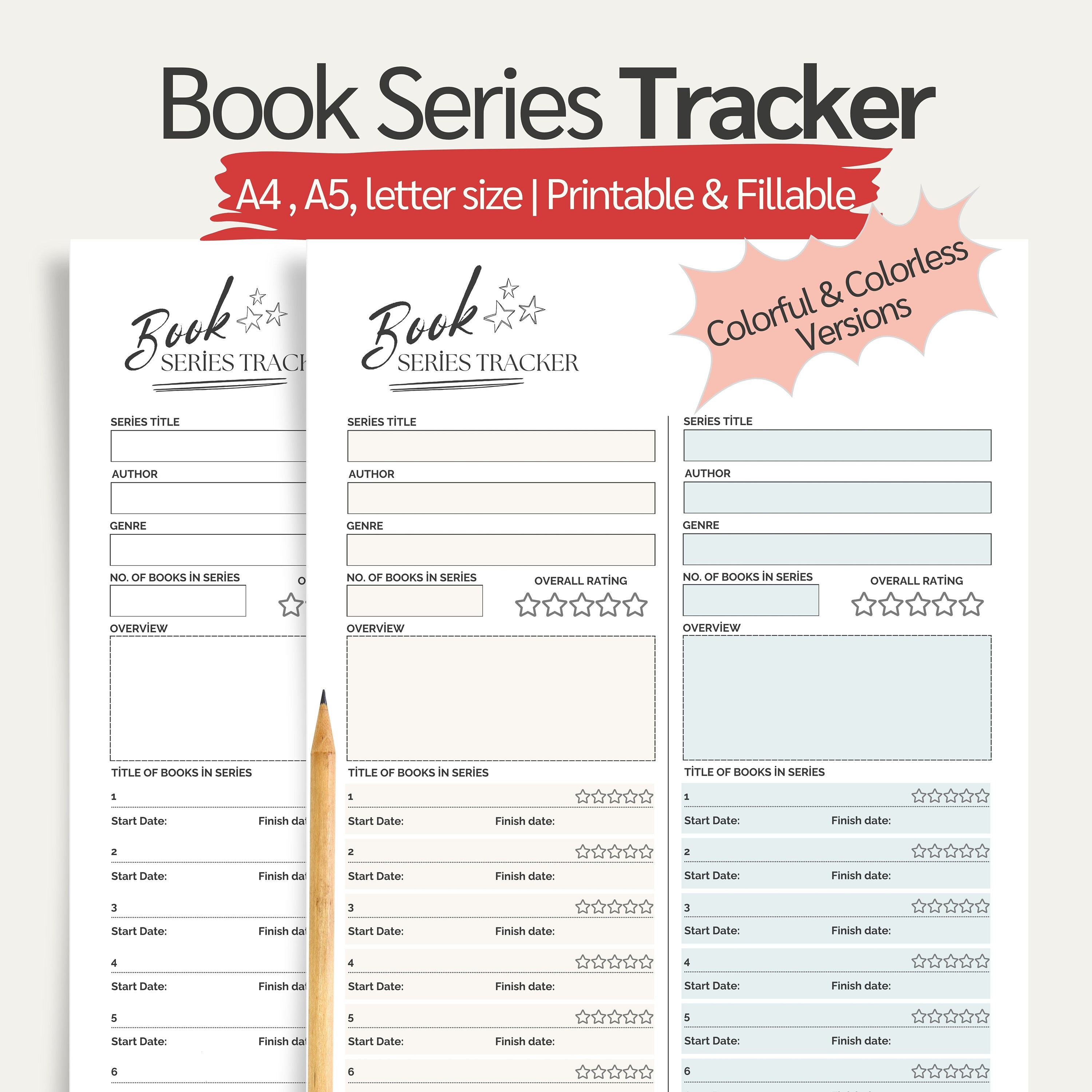 Book Series Tracker Printable Template, Book List, Reading Tracker ...