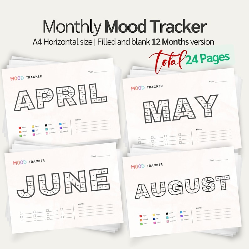 Monthly Mood Tracker, Printable Mental Health Log, School Counselor ...