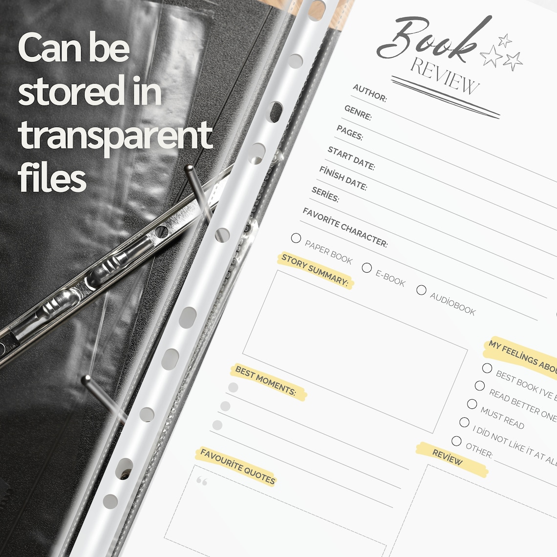 Printable Book Review Template, Stylish Reading Review, Reading Tracker ...