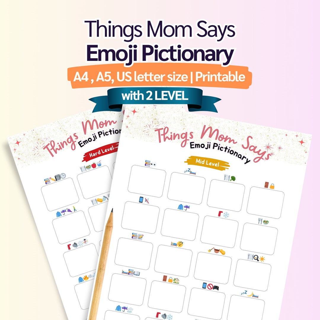 Printable Mothers Day Game, Things Mom Says Emoji Pictionary, Mother's ...