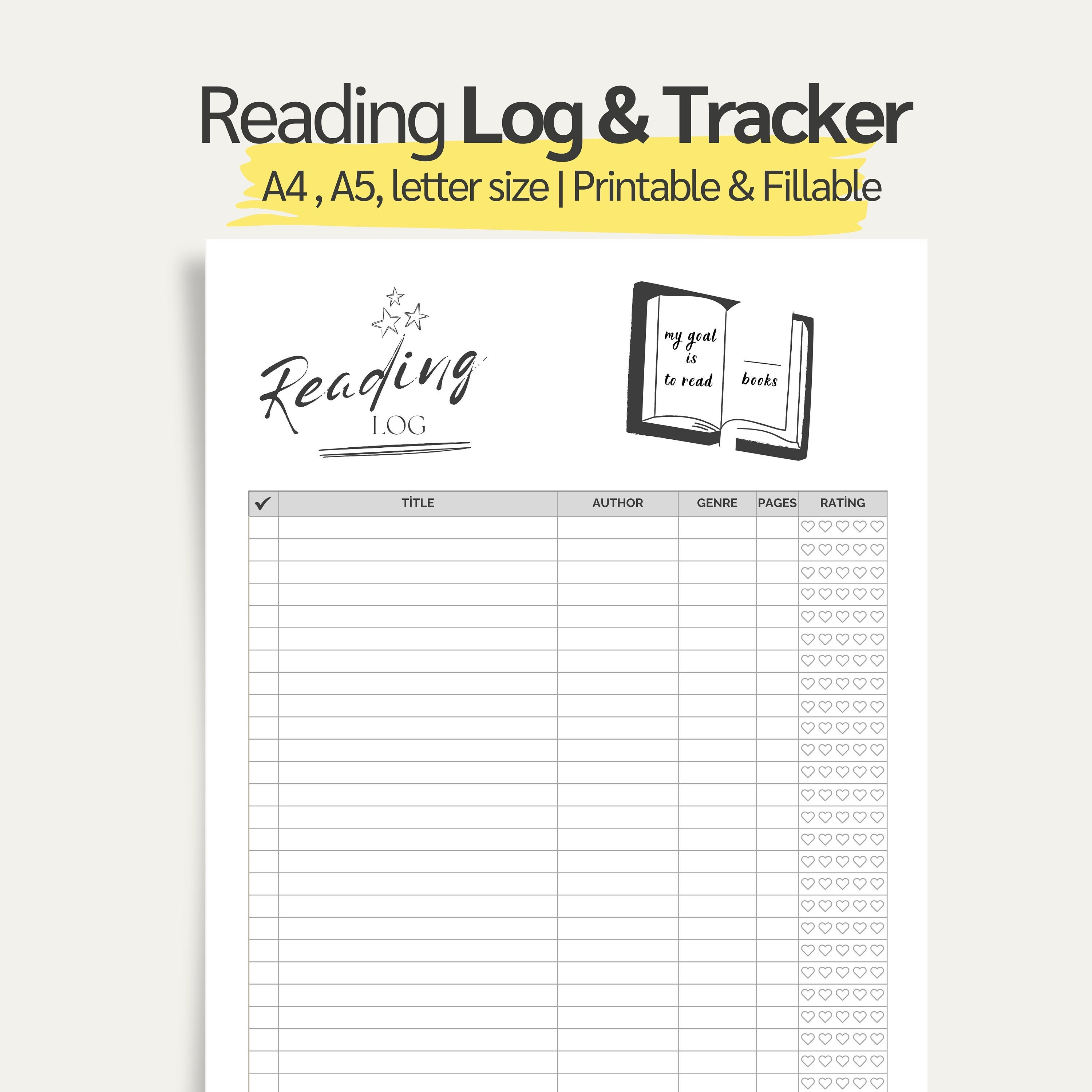 Printable Reading Log, Book Tracker, Reading List, Reading Tracker ...