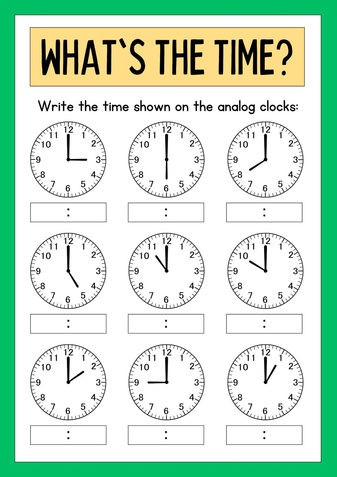 Telling Time Worksheets for Kids | Learn to Read the Clock | Hour ...