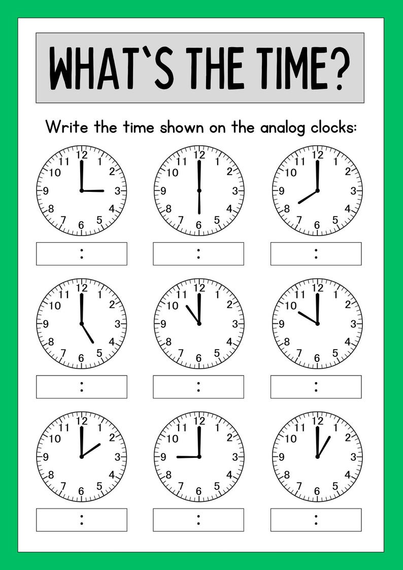 Telling Time Coloring Pages for Kids–printable Clock Worksheets–learn ...