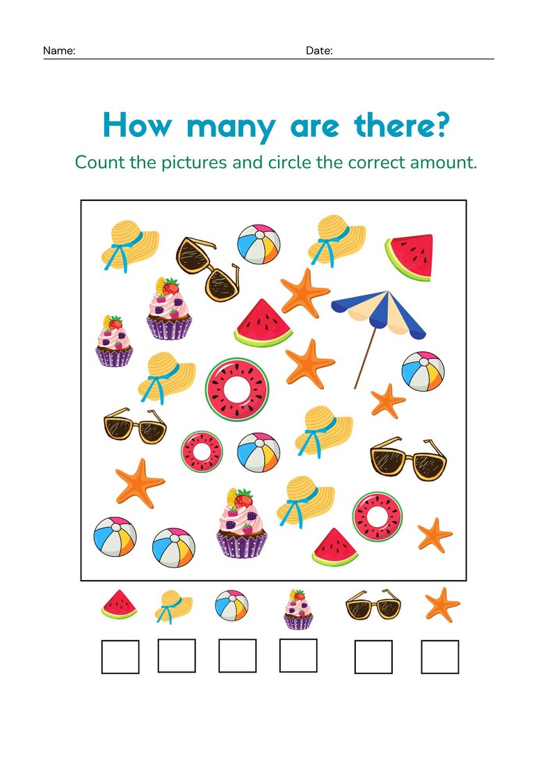 Counting Worksheets for Kids –fun Number Practice Printable –learn to ...