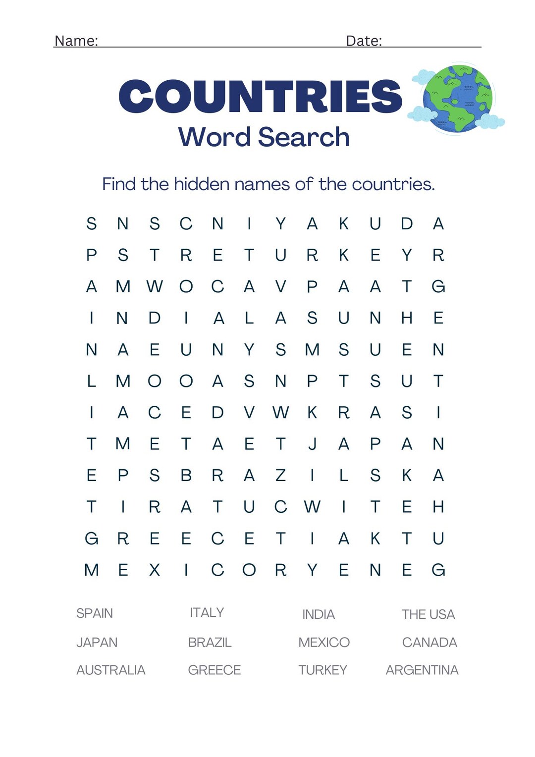 Word Search Worksheets for Kids–fun Printable Puzzle Activities ...