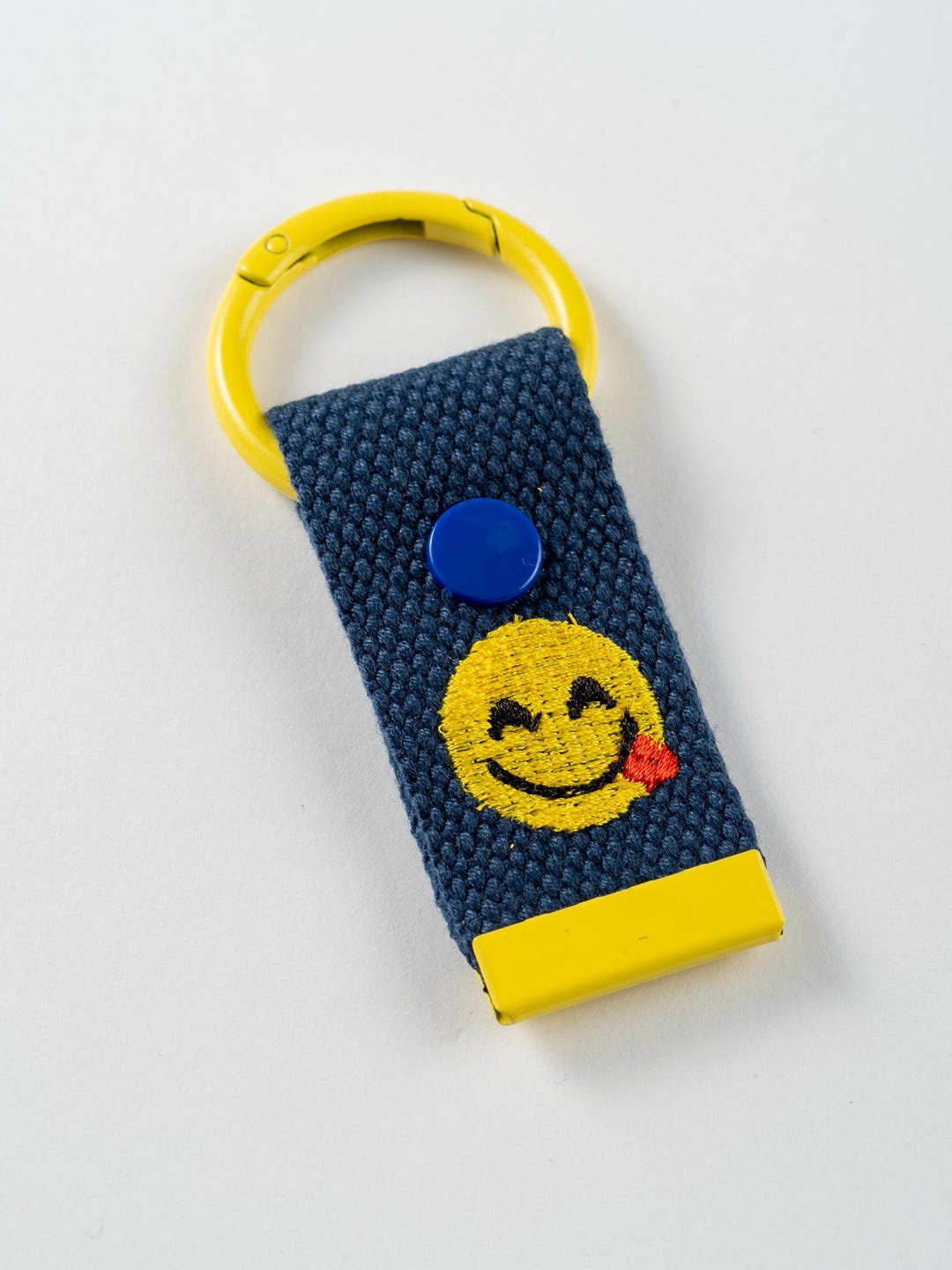 Handmade Smile Emoji Embroidery Keychain, Embroidery Charm, Smile Face ...