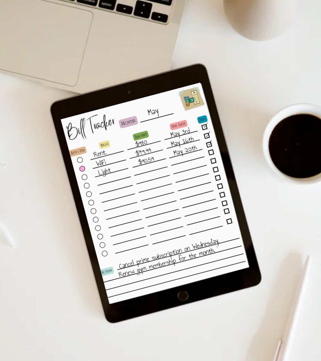 Bill Tracker, Digital Bill Tracker, Goodnotes, Digital Planner, iPad ...