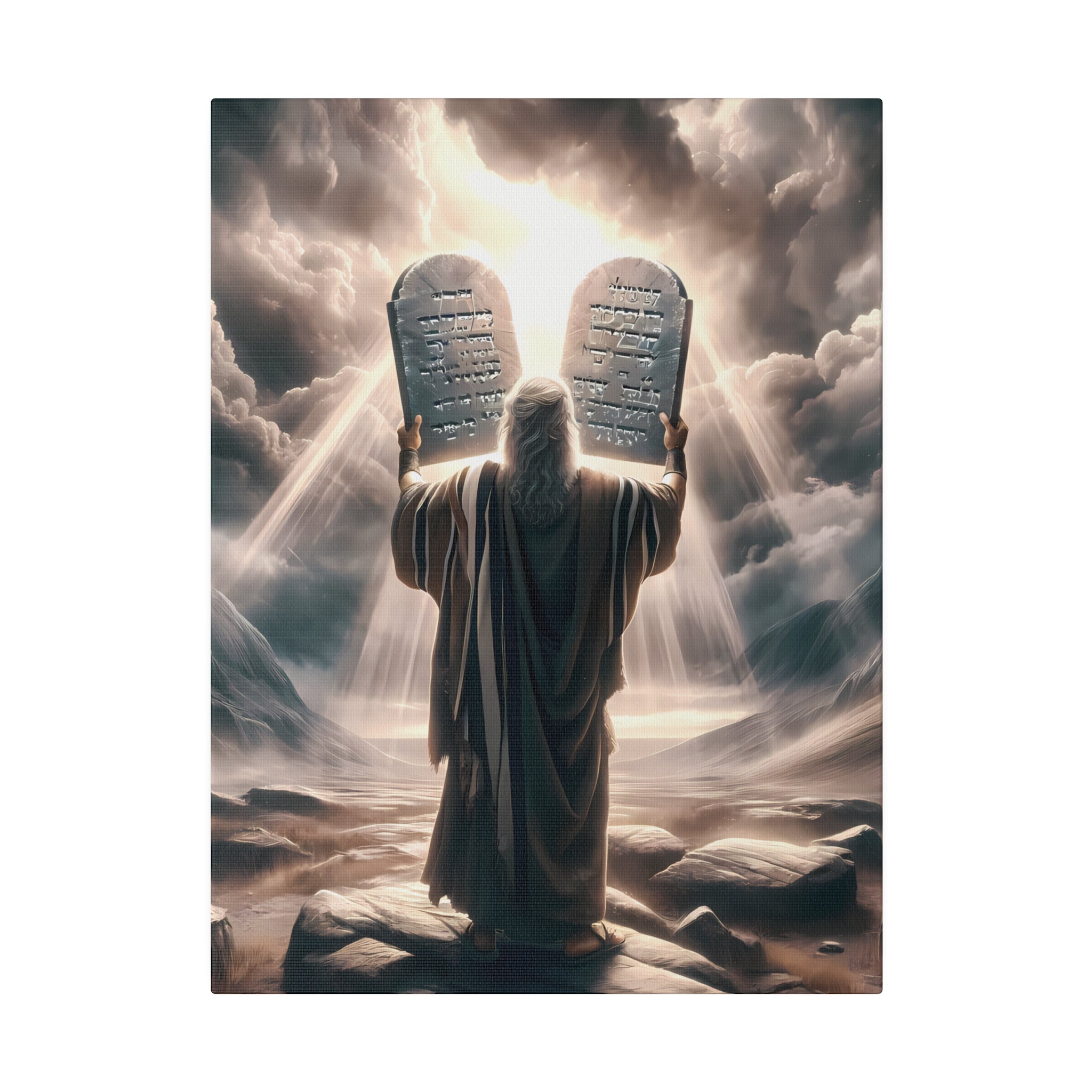 Moses Receives 10 Commandments Christian Canvas/painting - Etsy
