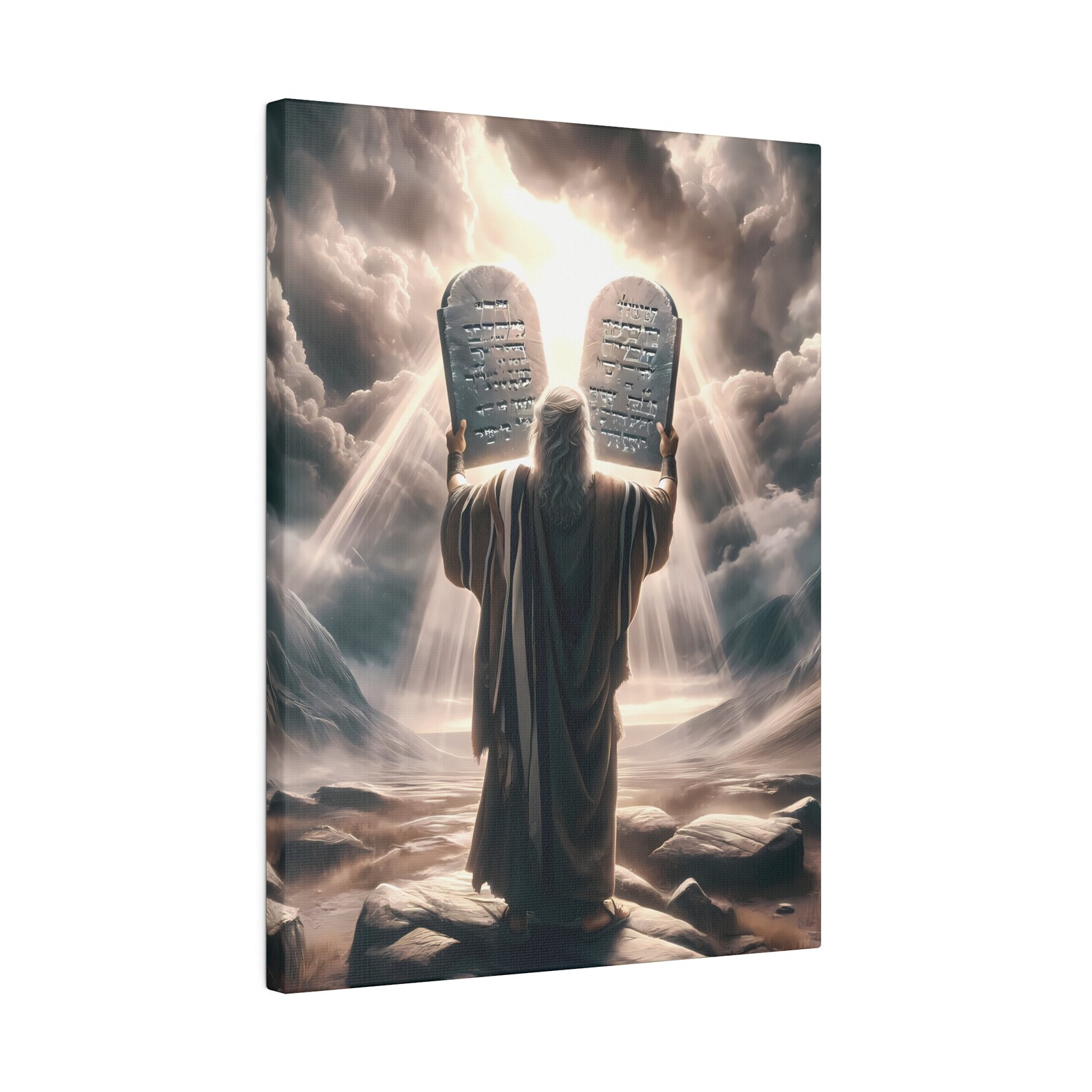 Moses Receives 10 Commandments Christian Canvas/painting - Etsy