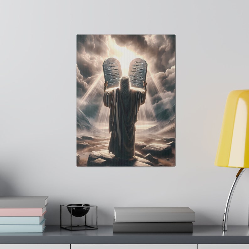 Moses Receives 10 Commandments Christian Canvas/painting - Etsy