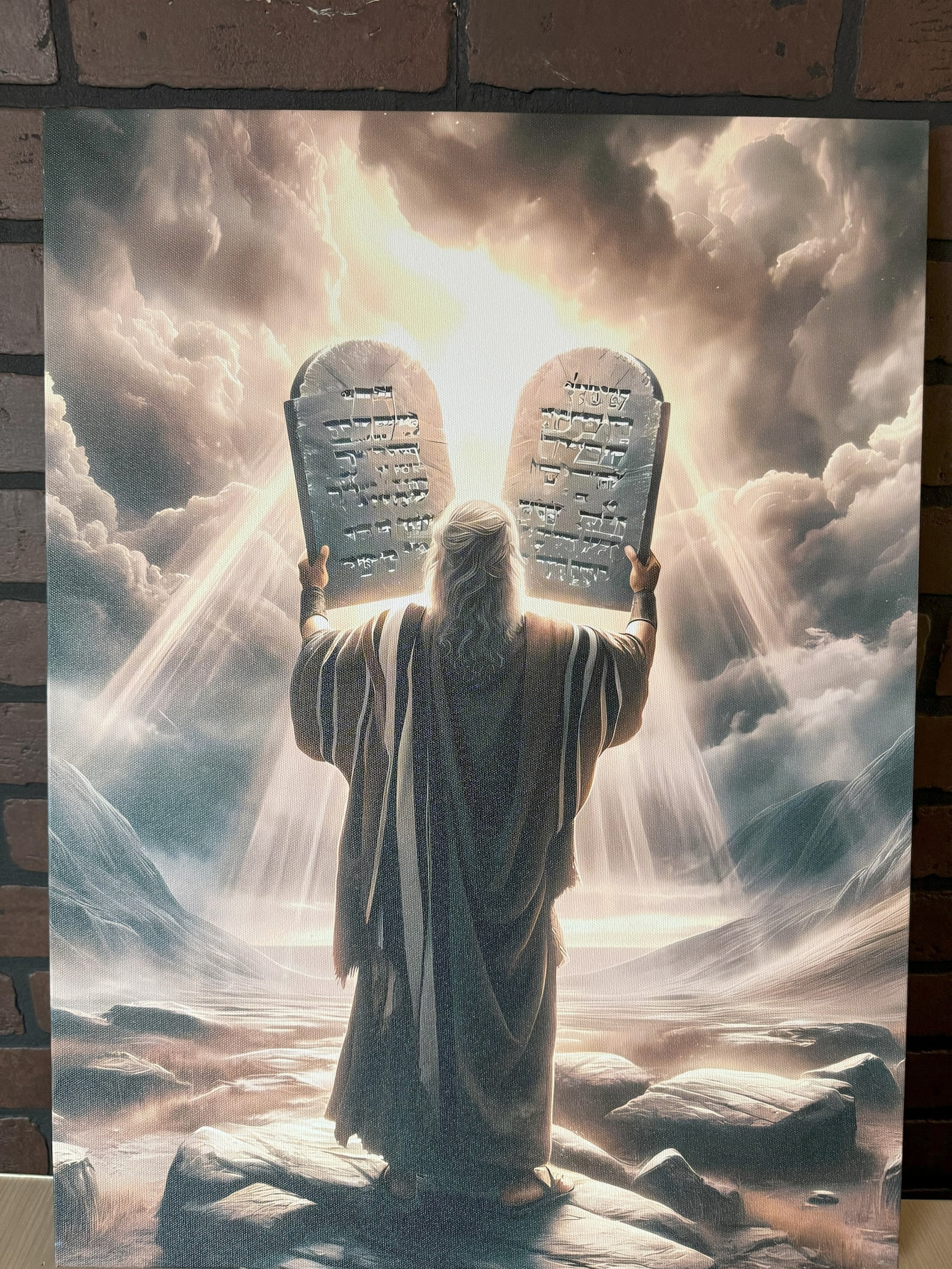 Moses Receives 10 Commandments Christian Canvas/painting - Etsy