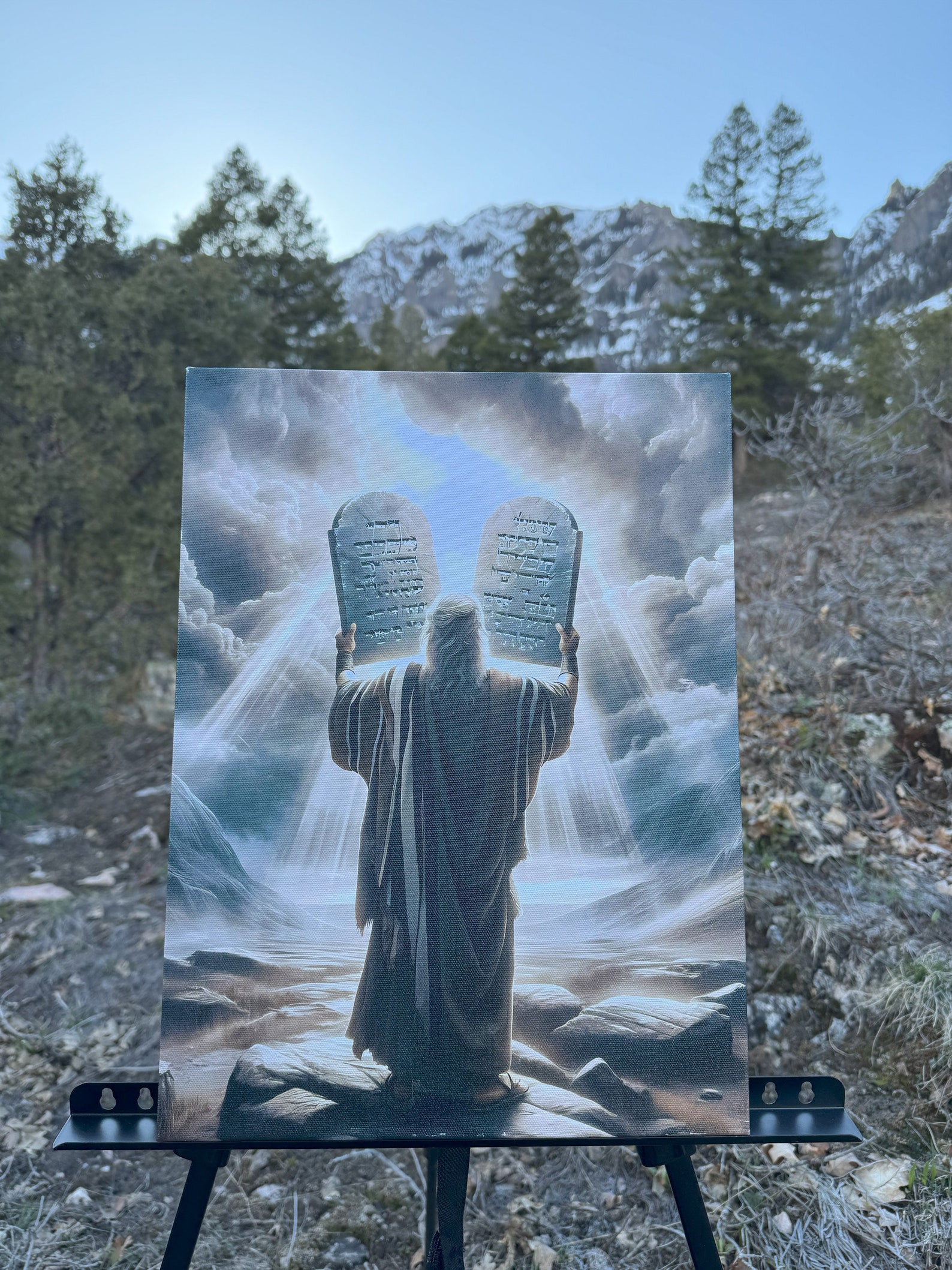 Moses Receives 10 Commandments Christian Canvas/painting - Etsy