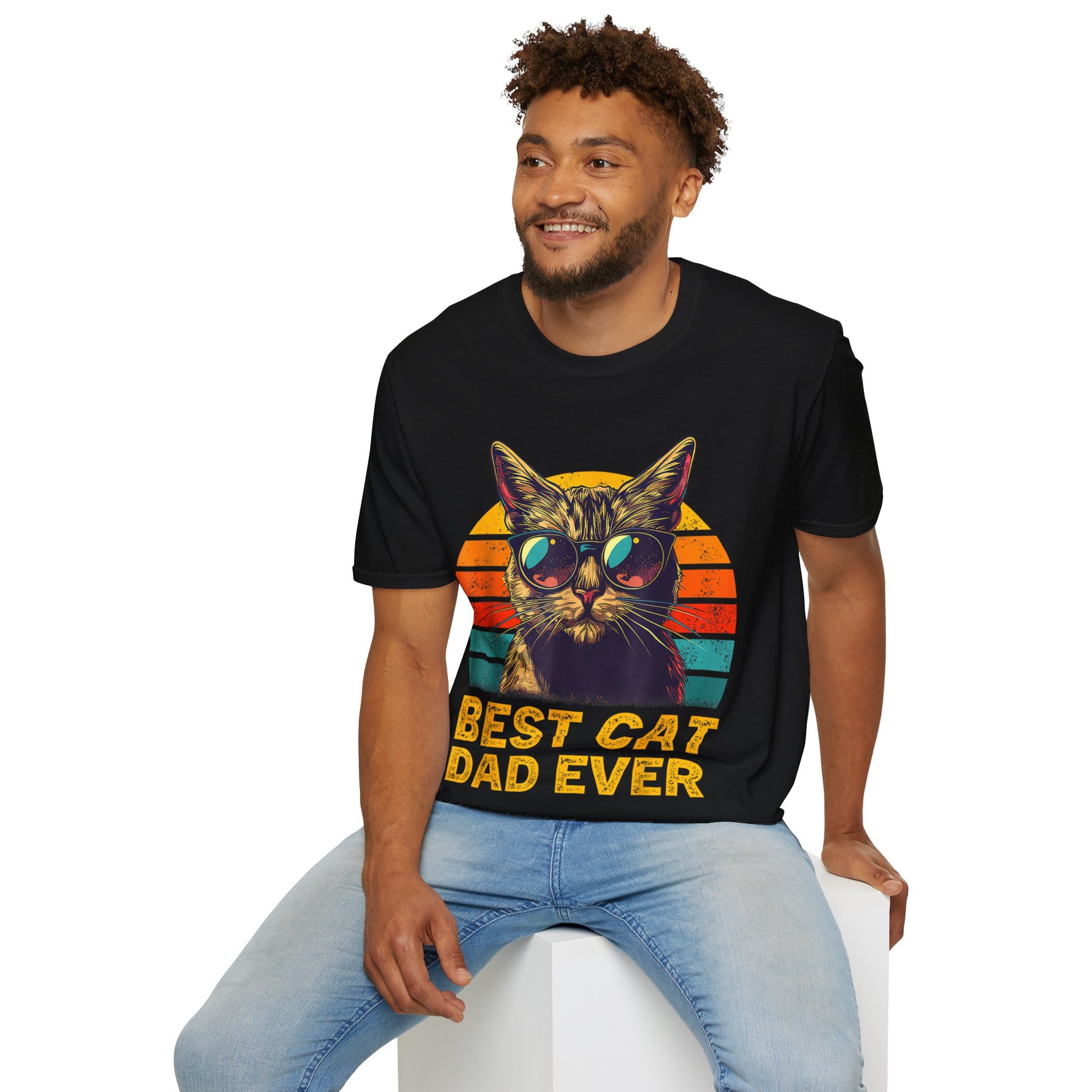 Retro Best Cat Dad Ever, Funny Cat Dad, Father's Day, Men's Shirt ...