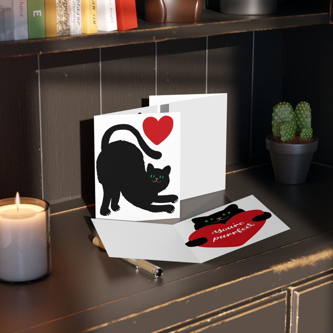 Black Cat Valentine's Day Card: 'purrfect' Cat Lover Gift - Etsy