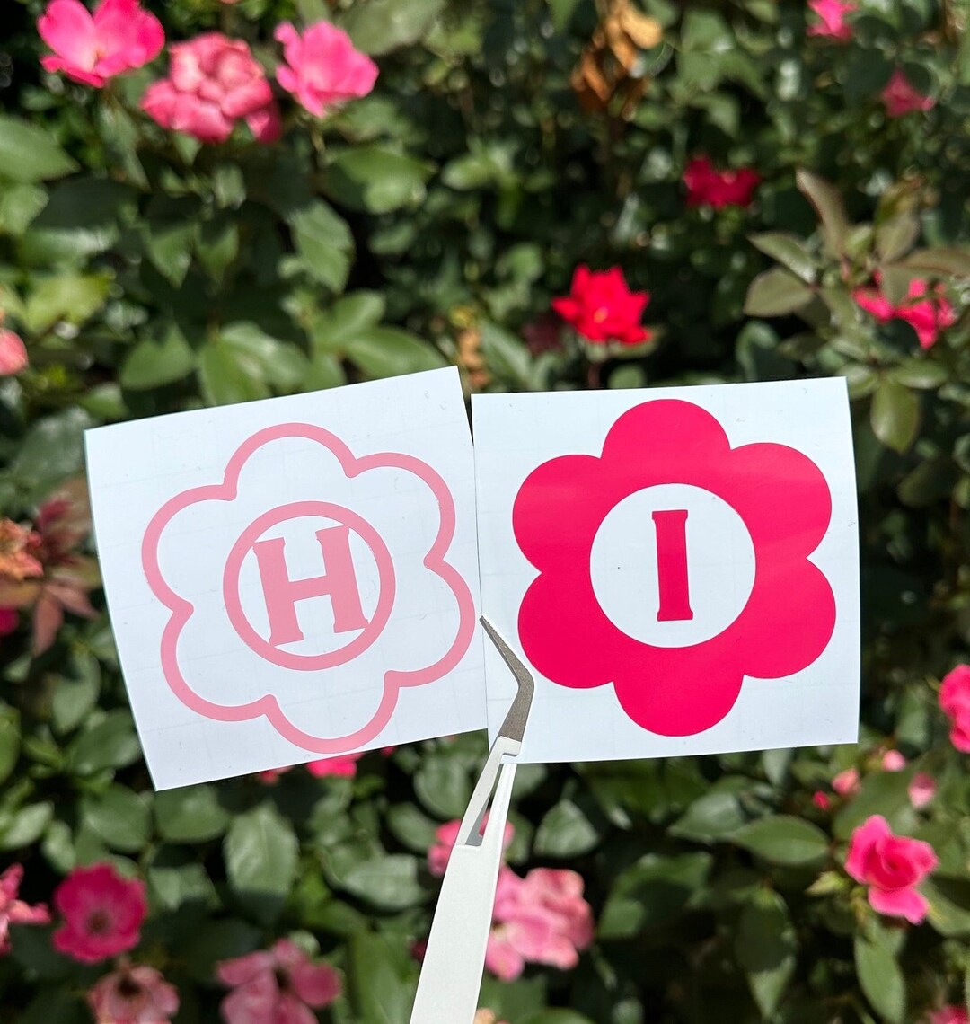 Flower Monogram Decal Name Initial Decals Custom Vinyl Decals ...