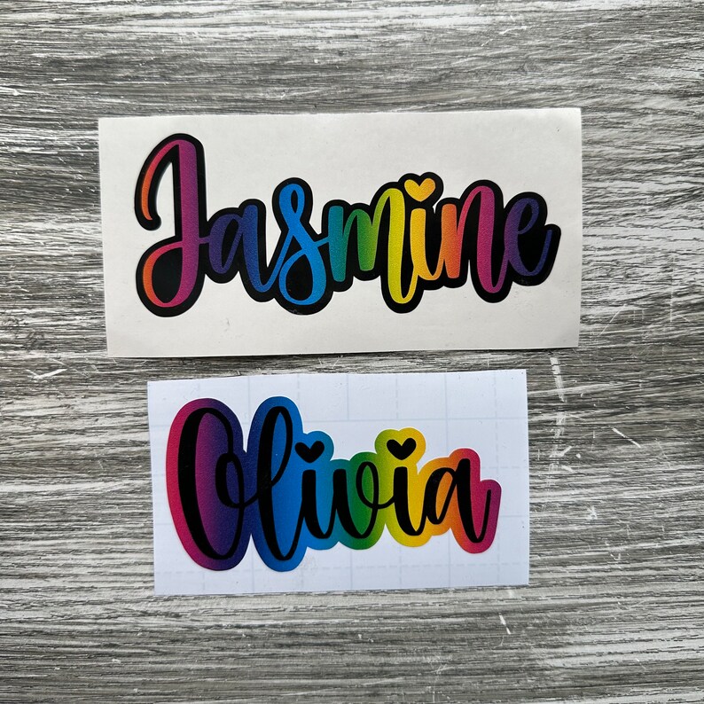 Rainbow Name Decal Custom Name Decal Heart Name Sticker Personalized ...