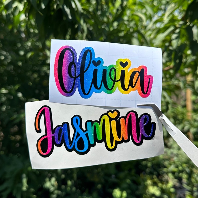 Rainbow Name Decal Custom Name Decal Heart Name Sticker Personalized ...