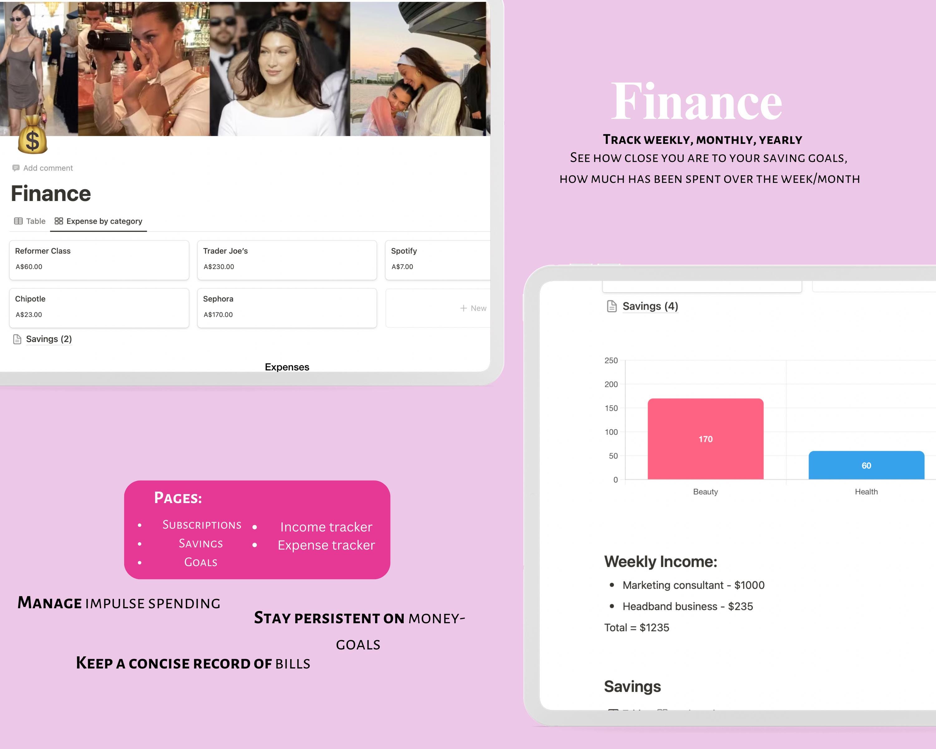 Bella Hadid Notion Planner Template, Bella Hadid Planner, Bella Hadid ...