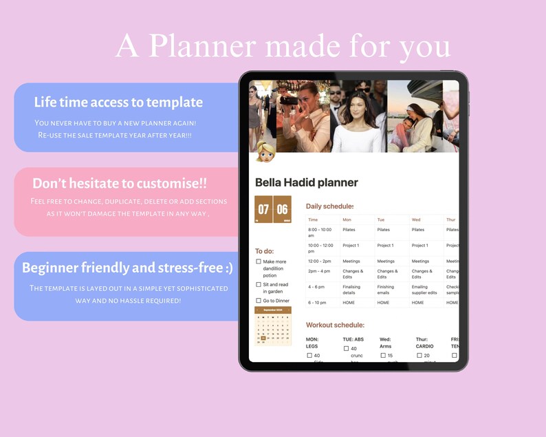 Bella Hadid Notion Planner Template: Complete Life Planner (digital Download) - Etsy