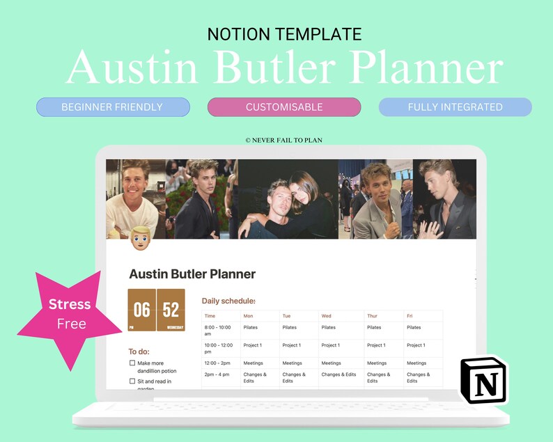 Austin Butler Notion Planner Template: Complete Life Planner (digital ...