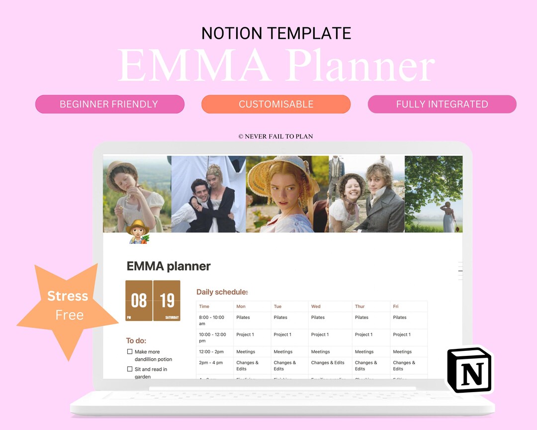 EMMA Notion Planner Template, Aesthetic Planner, Easy to Use Digital ...