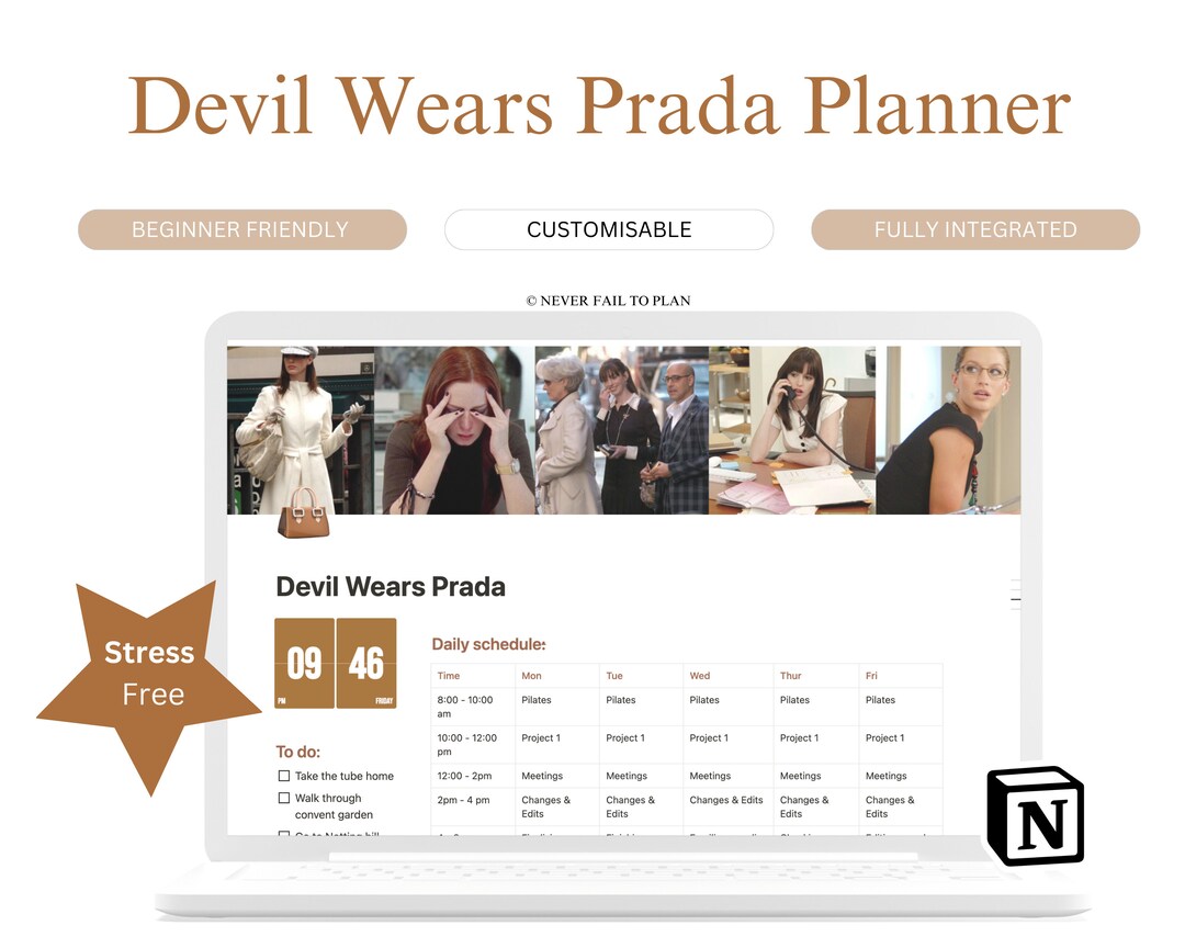 Devil Wears Prada Themed Notion Template That Girl Digital Planner ...