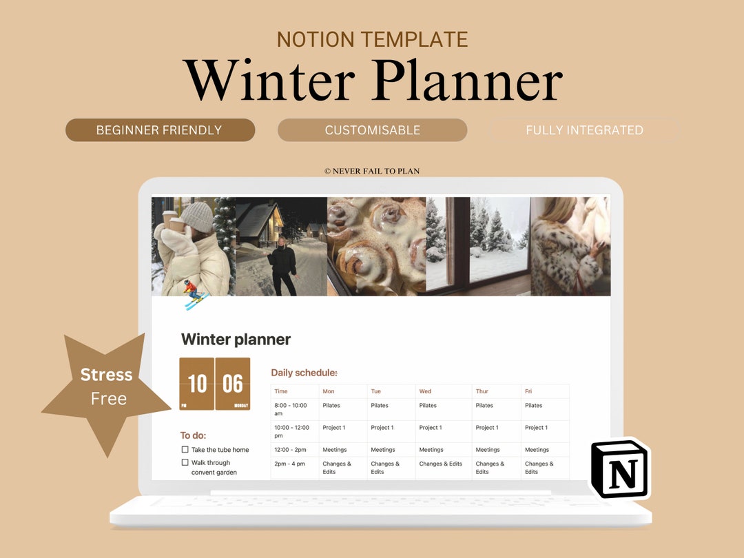 Winter Notion Planner Template, Aesthetic Winter Notion Organiser ...