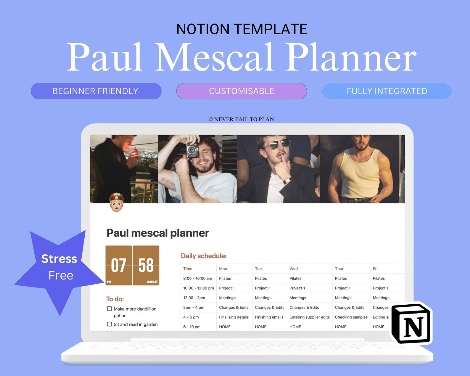 Paul Mescal Calendar, Paul Mescal Planner, Paul Mescal Digital Planner ...