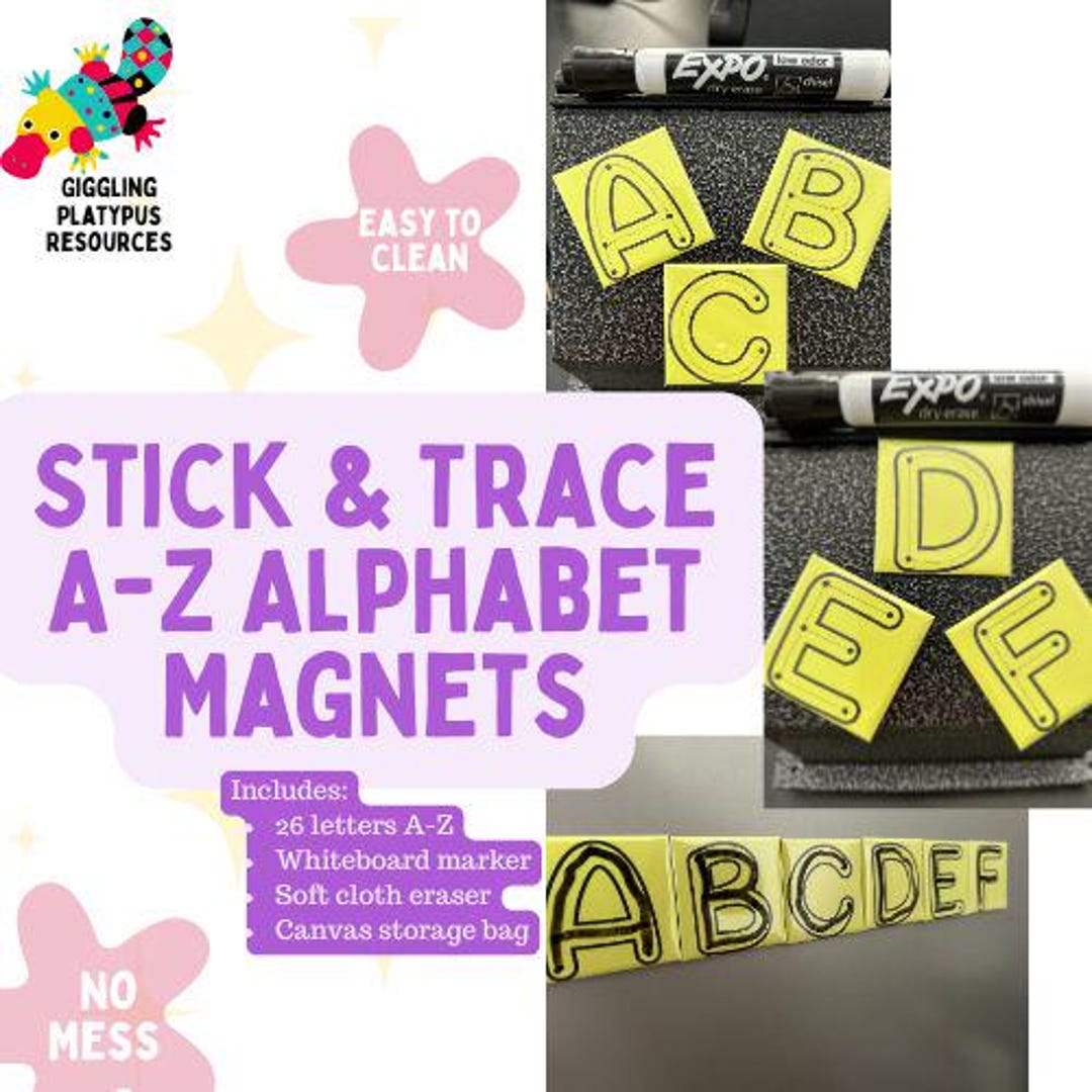 ABC Trace and Stick! Alphabet Magnet Set A-Z | Learn to Write - Etsy